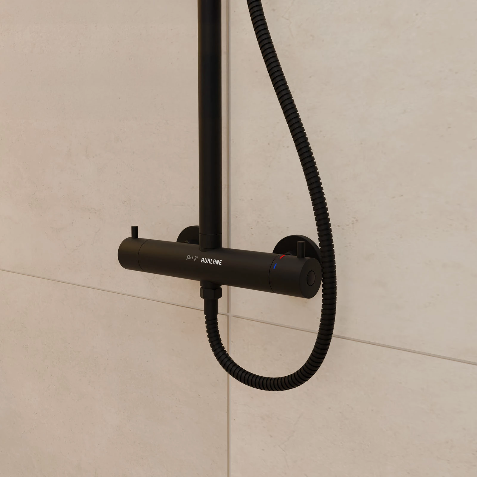 Colonne de douche Thermostatique finition Noir Mat - 133x28x52 cm ...