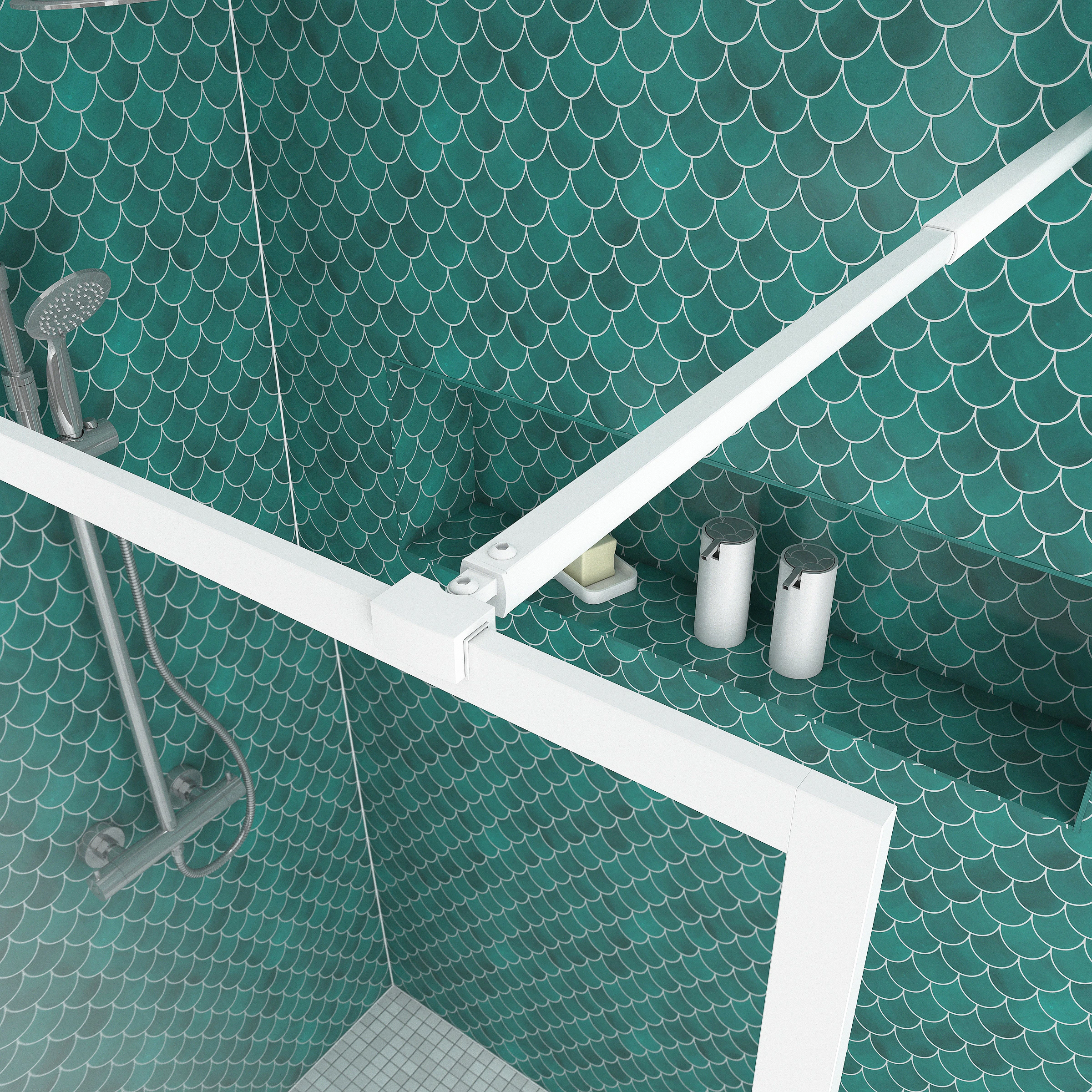 Paroi de Douche - Cadre et Bras Aluminium BLANC - 120x200 cm - WHITE ...